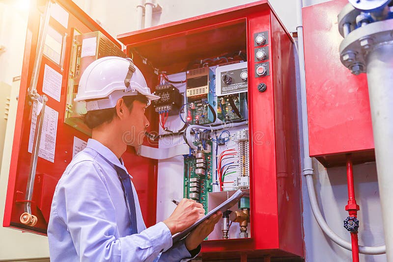 Engineer Inspection Industrial Fire Control System Stock Photo - Image ...