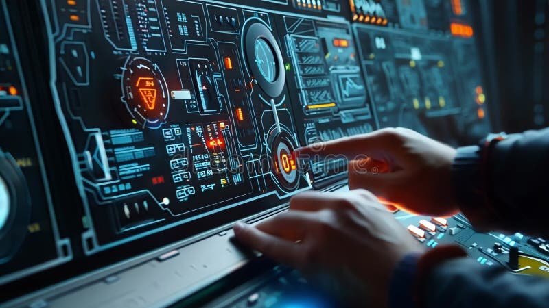 Engineer Working on Innovative Digital Interface with Futuristic Design ...