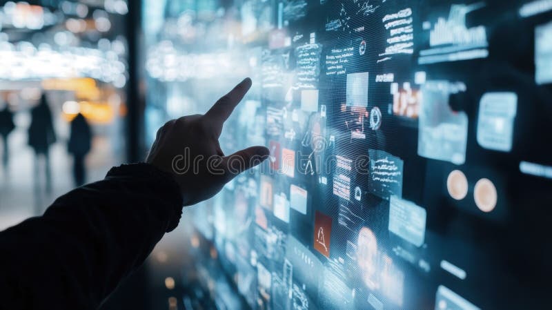 Engineer Interacting with Digital Manufacturing Control Panel in a ...
