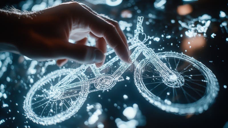 Engineer Interacting with Futuristic Hologram of Bicycle Design Stock Photo - Image of engineer ...