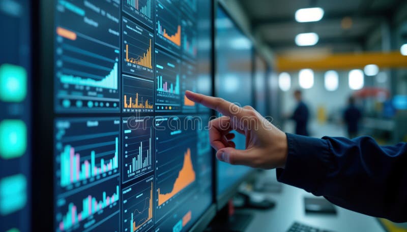 Engineer Interacts with SCADA System Interface. Person Uses Computer ...