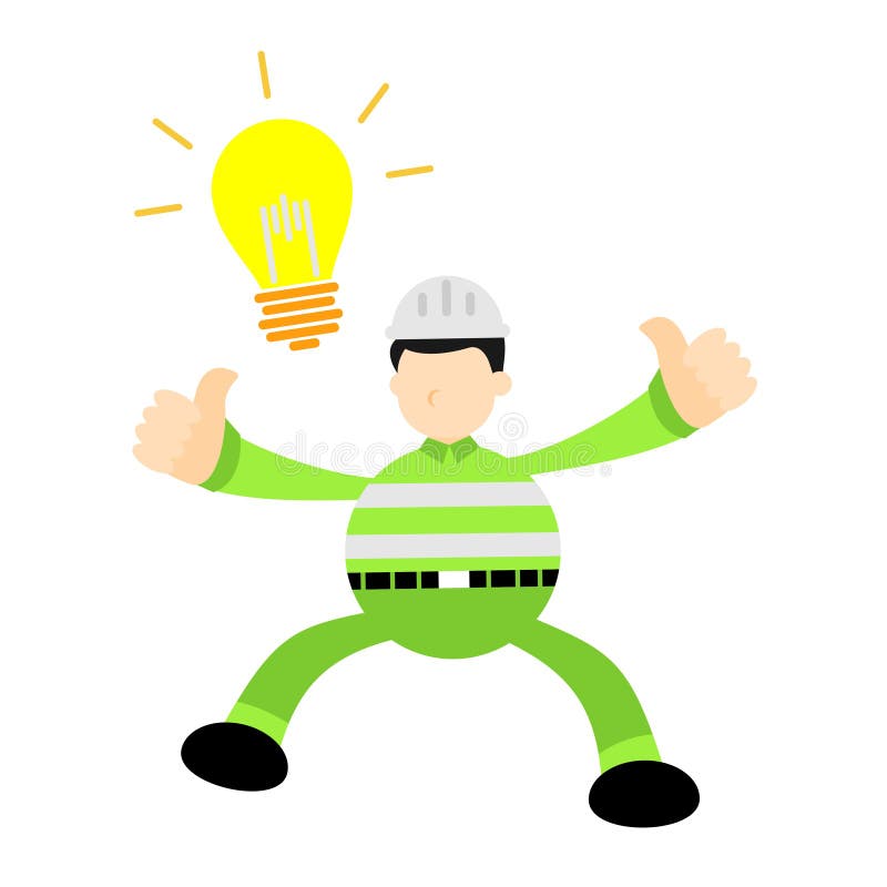 Worker Engineer People Man and Lamp Idea Cartoon Doodle Flat Design ...