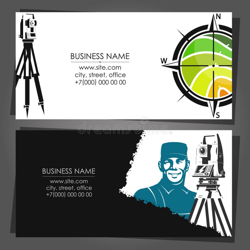 Engineer Land Surveying and Land Registration Business Card Stock ...