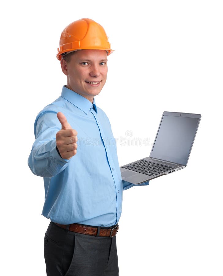 Engineer with laptop stock photo. Image of engineer, white - 47503456