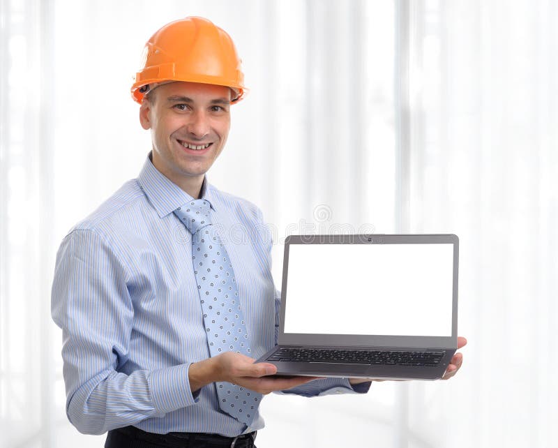 Engineer with laptop stock photo. Image of engineer, white - 47503456