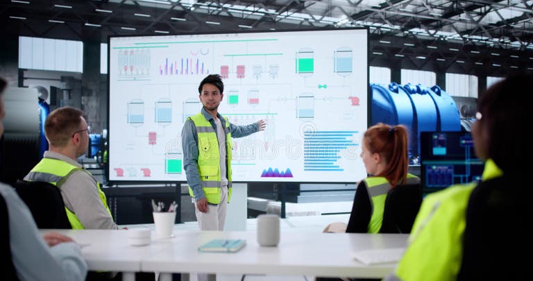 Engineer Leading Diverse Team in Presentation for Training Session ...