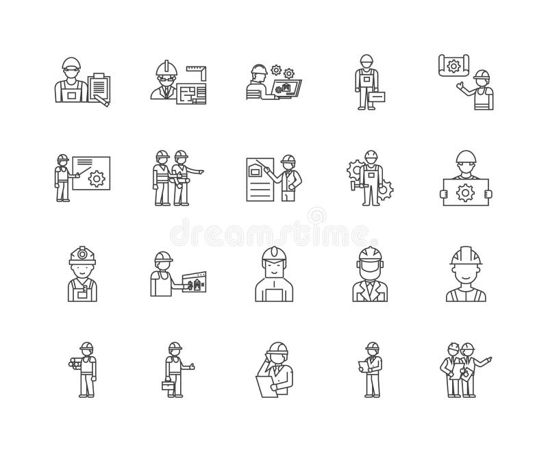 Engineer Line Icons, Signs, Vector Set, Outline Illustration Concept ...