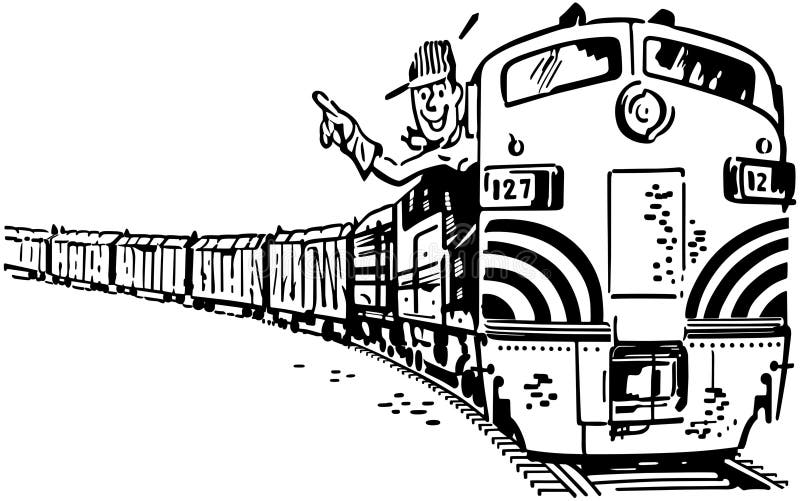 Engineer in Locomotive stock vector. Illustration of rails - 42097900