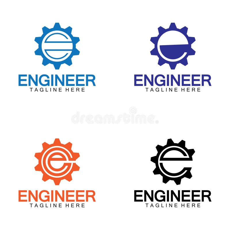 Engineer Logo Design, Letter E Gear Logo, Engineer Logo with Letter E ...