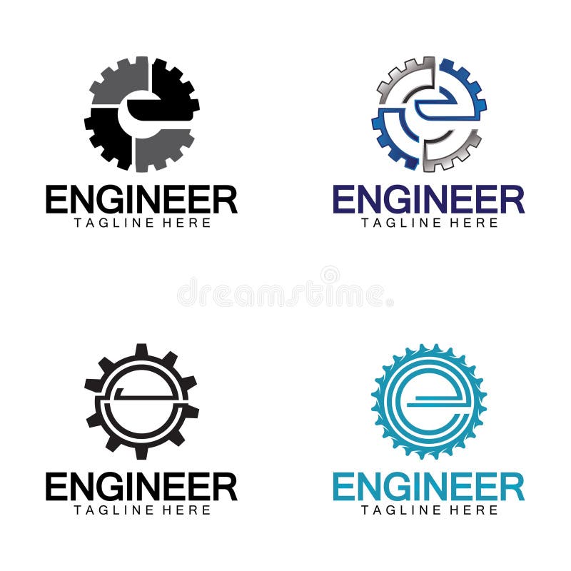 Engineer Logo Design, Letter E Gear Logo, Engineer Logo with Letter E ...