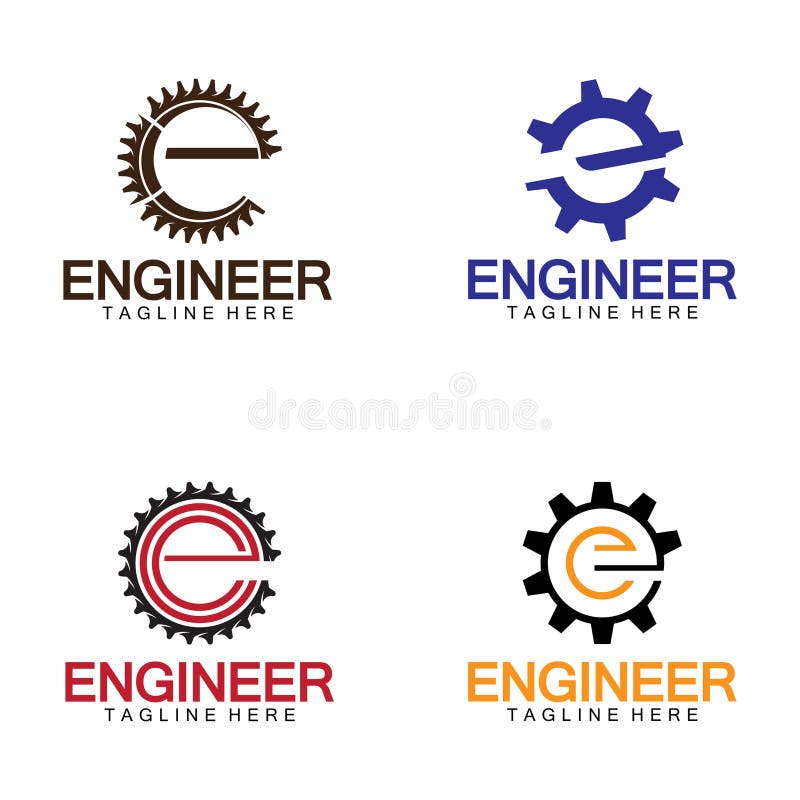Engineer Logo Design, Letter E Gear Logo, Engineer Logo with Letter E ...
