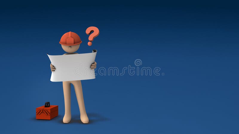 Engineer Looking at Drawings. he is Puzzled by His Unresolved Question ...