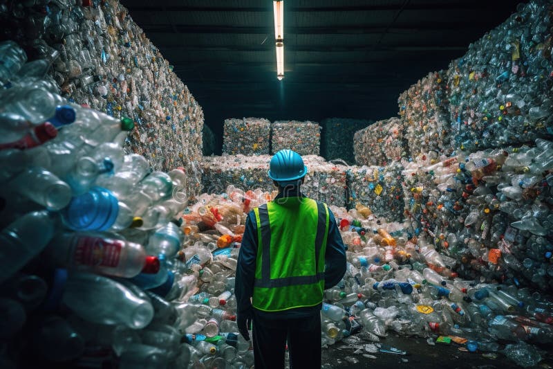 Engineer Looking on the Plastic Bottle in the Recycling Industry ...
