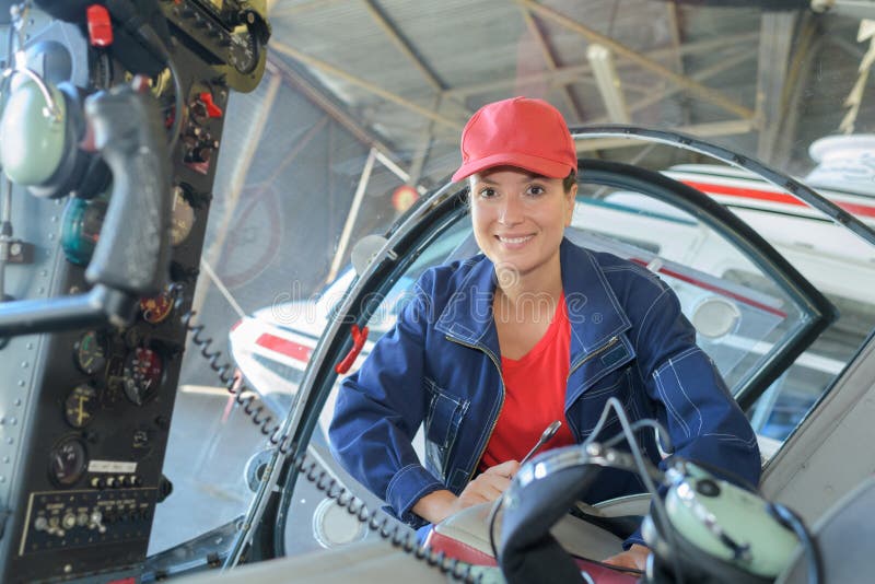 Engineer Maintaining Helicopter Engine Stock Photo - Image of ...