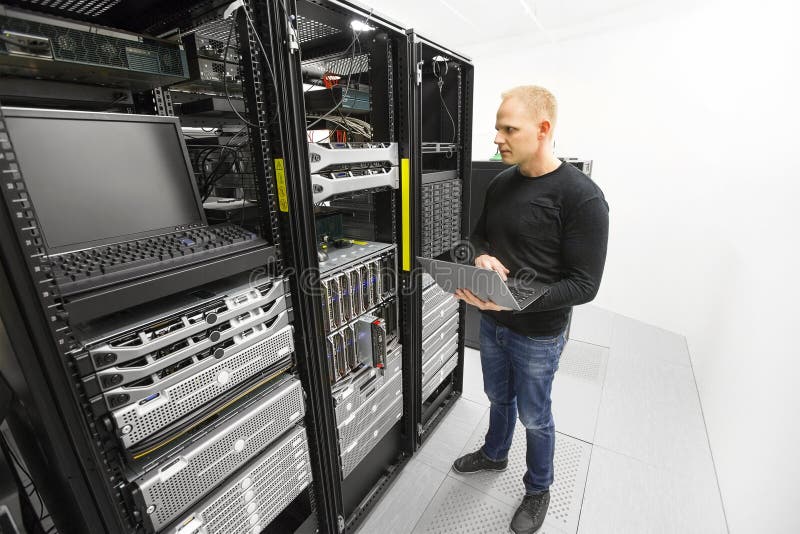 It Engineer Maintains Servers in Datacenter Stock Photo - Image of male ...