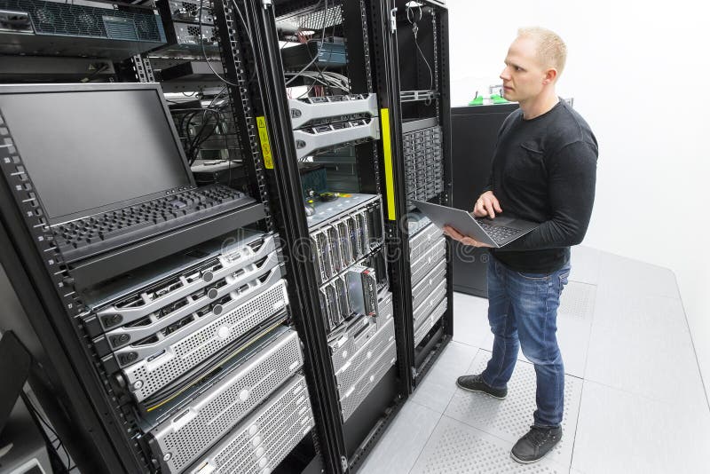 It Engineer Maintains Servers in Datacenter Stock Photo - Image of ...