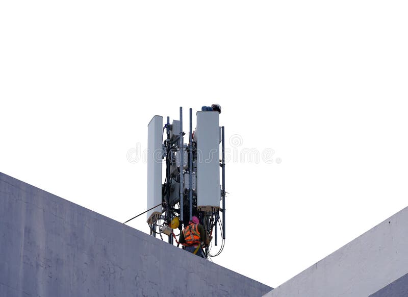 Engineer Maintenance on Telecommunication Tower Doing Ordinary ...