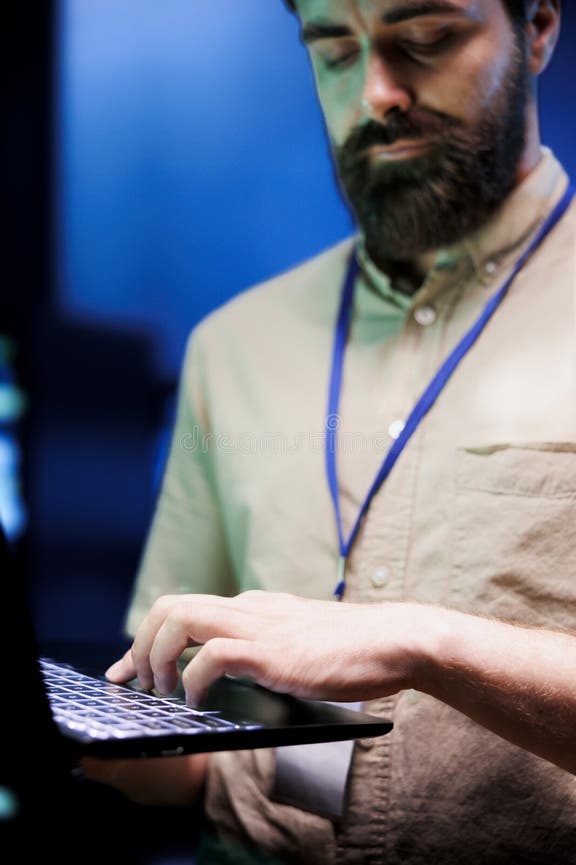 Engineer Maintenancing Server Rigs Stock Image - Image of computer ...