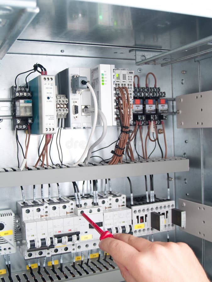 Engineer Makes Maintenance of Power Network Automation Stock Image ...