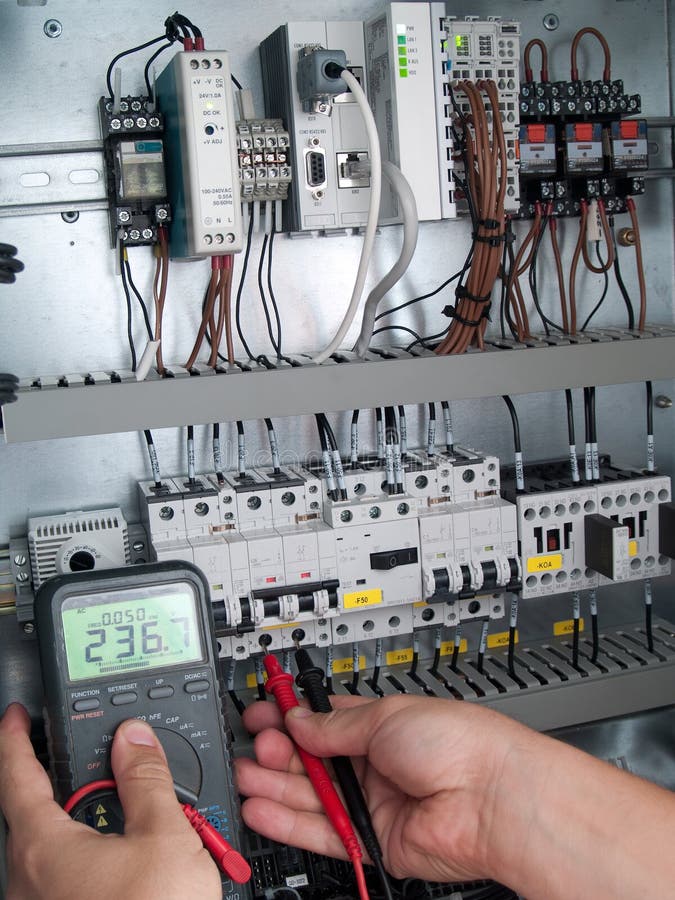 Engineer Makes Maintenance of Power Network Automation Stock Image ...