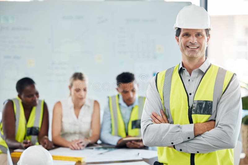 Engineer Man or Architect Success Leader with Team Planning Strategy ...