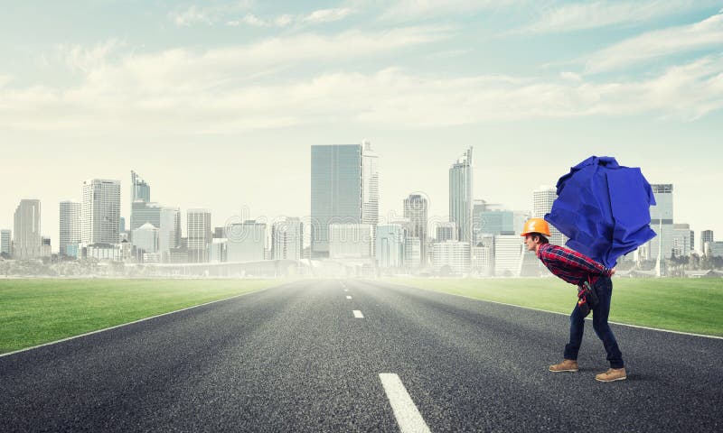 Engineer man carry load stock photo. Image of industrial - 257112580