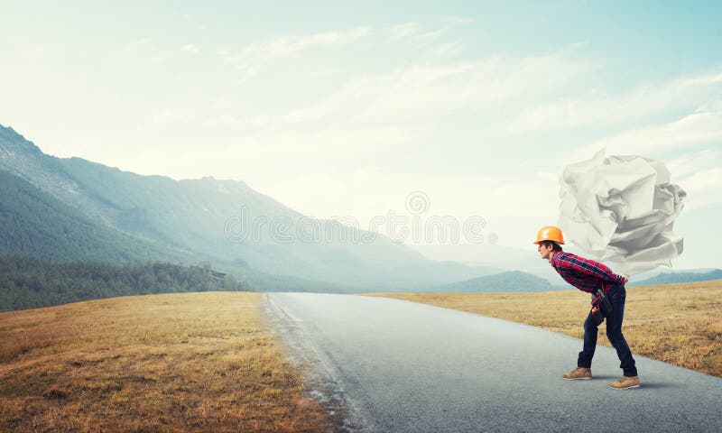 Engineer man carry load stock image. Image of worker - 259098715