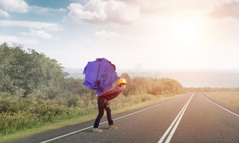 Engineer man carry load stock image. Image of builder - 261187423