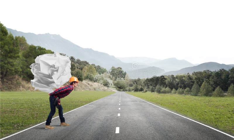 Engineer man carry load stock photo. Image of male, builder - 268288340