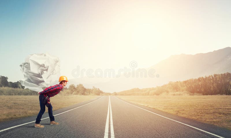 Engineer man carry load stock photo. Image of repairman - 273209204