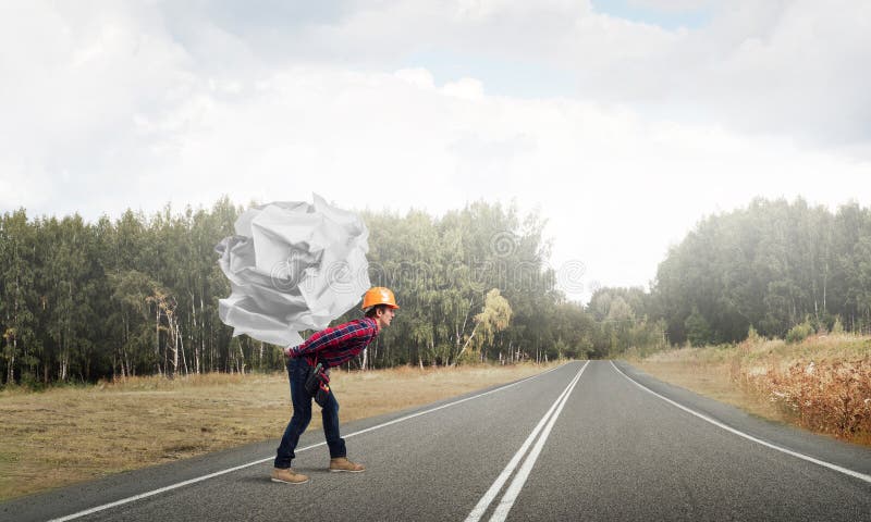 Engineer man carry load stock image. Image of business - 273311439