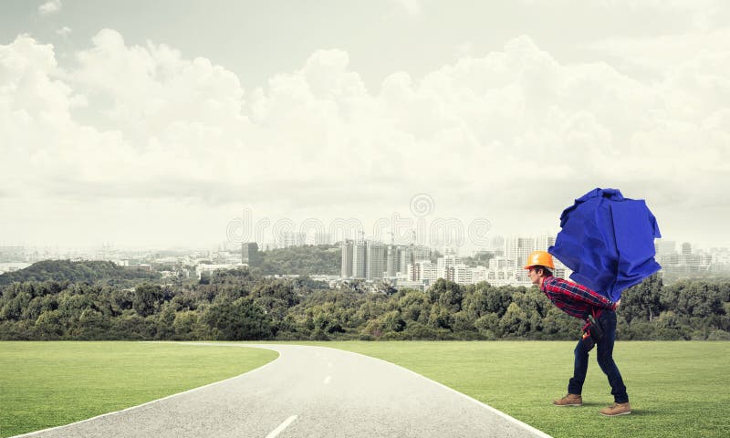 Engineer man carry load stock image. Image of idea, builder - 278498143