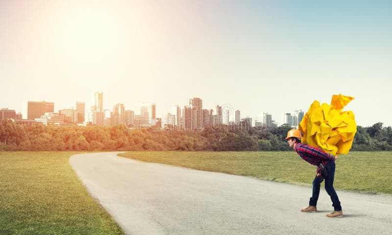 Engineer man carry load stock image. Image of build - 279104545