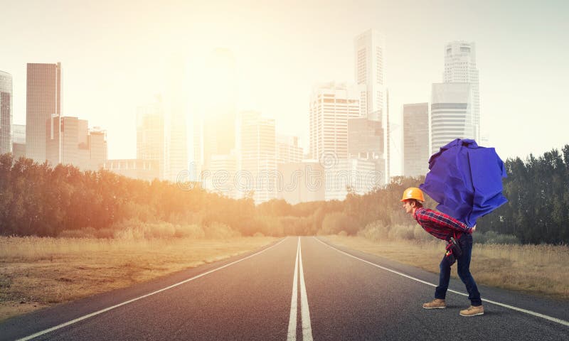 Engineer man carry load stock image. Image of worker - 280497071