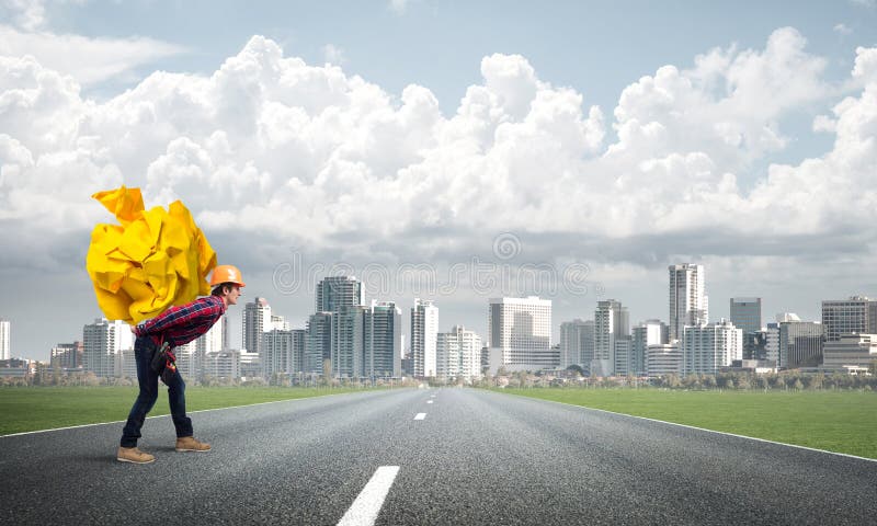 Engineer man carry load stock image. Image of contractor - 283071795