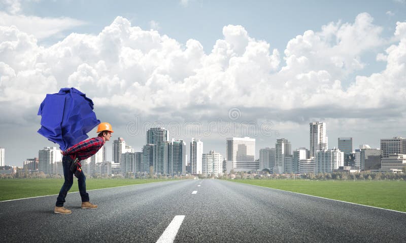 Engineer man carry load stock photo. Image of idea, work - 282841346