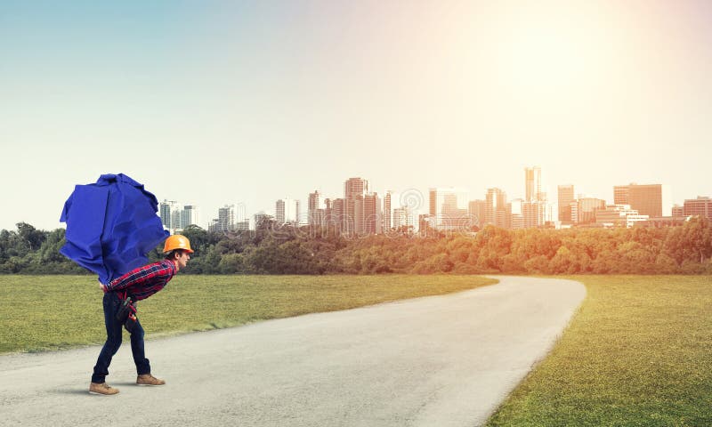 Engineer man carry load stock image. Image of worker - 283071289