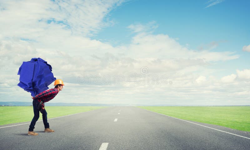 Engineer man carry load stock photo. Image of work, hardhat - 285793948