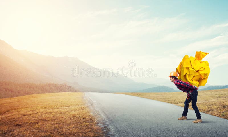 Engineer man carry load stock photo. Image of carpenter - 285793992