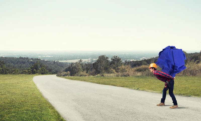 Engineer man carry load stock image. Image of foreman - 285794071