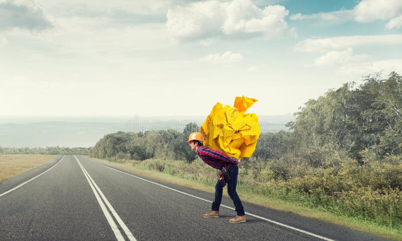 Engineer man carry load stock image. Image of delivery - 285794391
