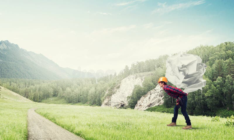 Engineer man carry load stock photo. Image of work, male - 285794410