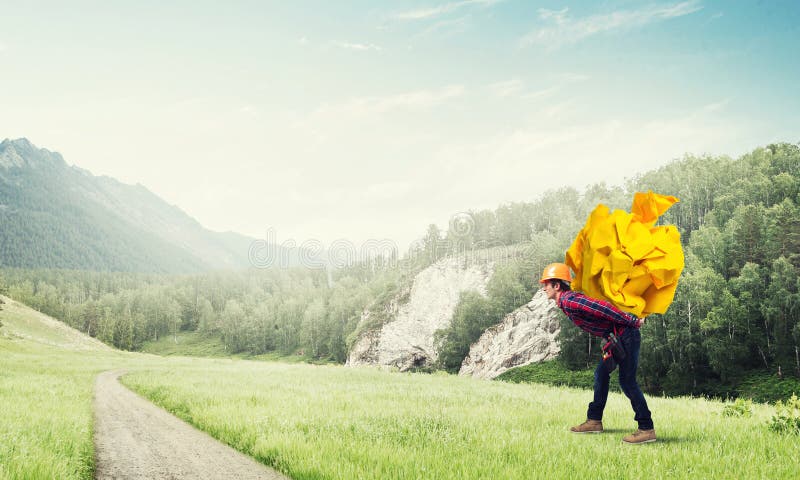 Engineer man carry load stock photo. Image of contractor - 285794468