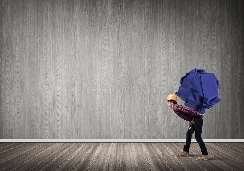 Engineer man carry load stock photo. Image of delivery - 77976788