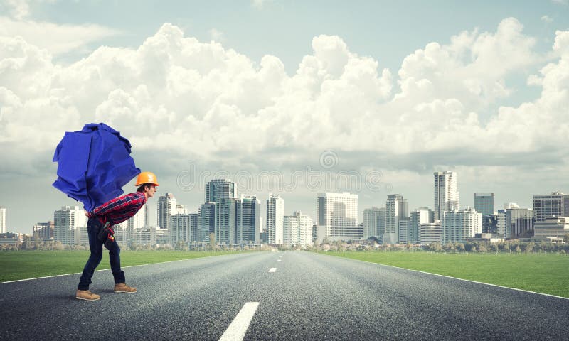 Engineer man carry load stock image. Image of handyman - 93507673