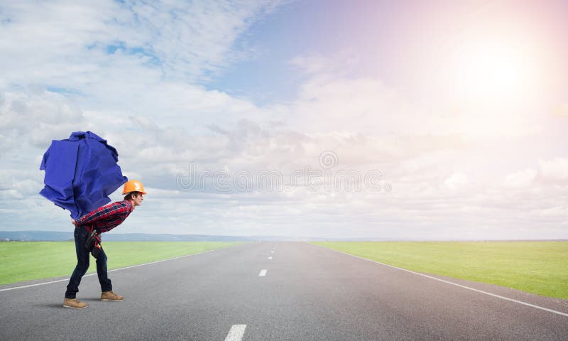 Engineer man carry load stock image. Image of transportation - 101725115