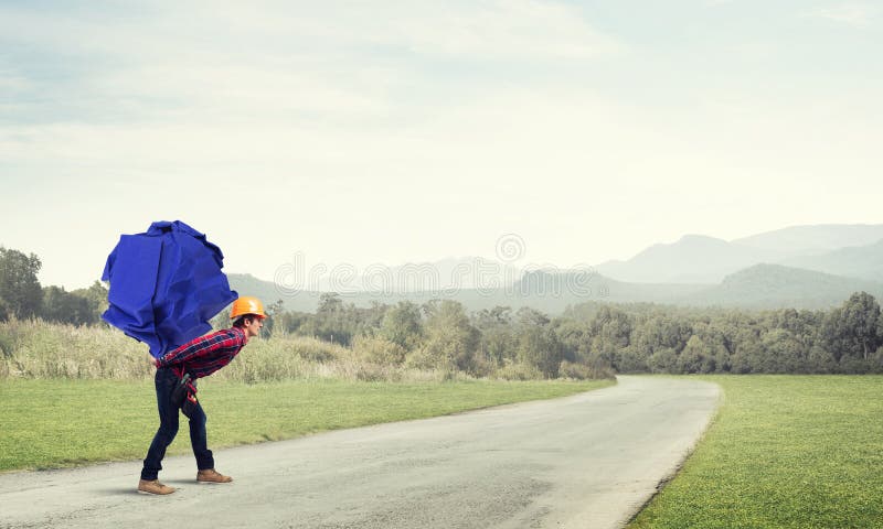 Engineer man carry load stock image. Image of motivation - 108009851