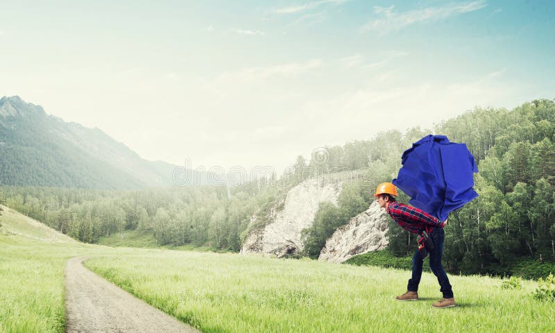 Engineer man carry load stock photo. Image of contractor - 282477014