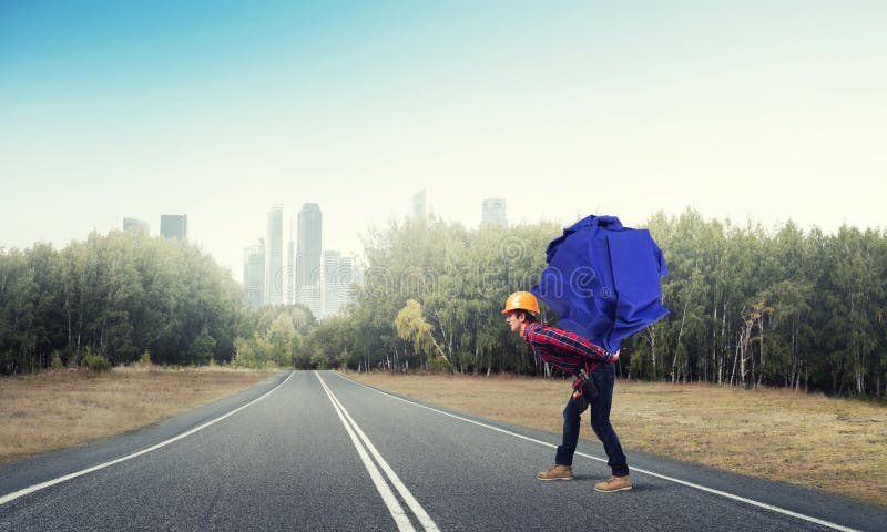 Engineer man carry load stock image. Image of transportation - 283155493