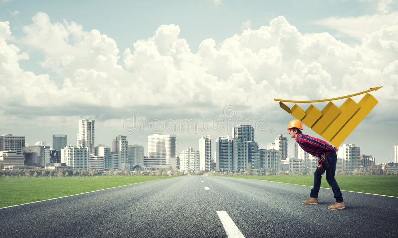 Engineer Man Carry Progress Graph Stock Photo - Image of inspiration ...